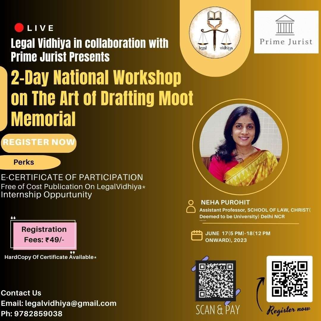 WORKSHOP: 2-Day National Workshop on The Art of Preparing Moot Memorial ...