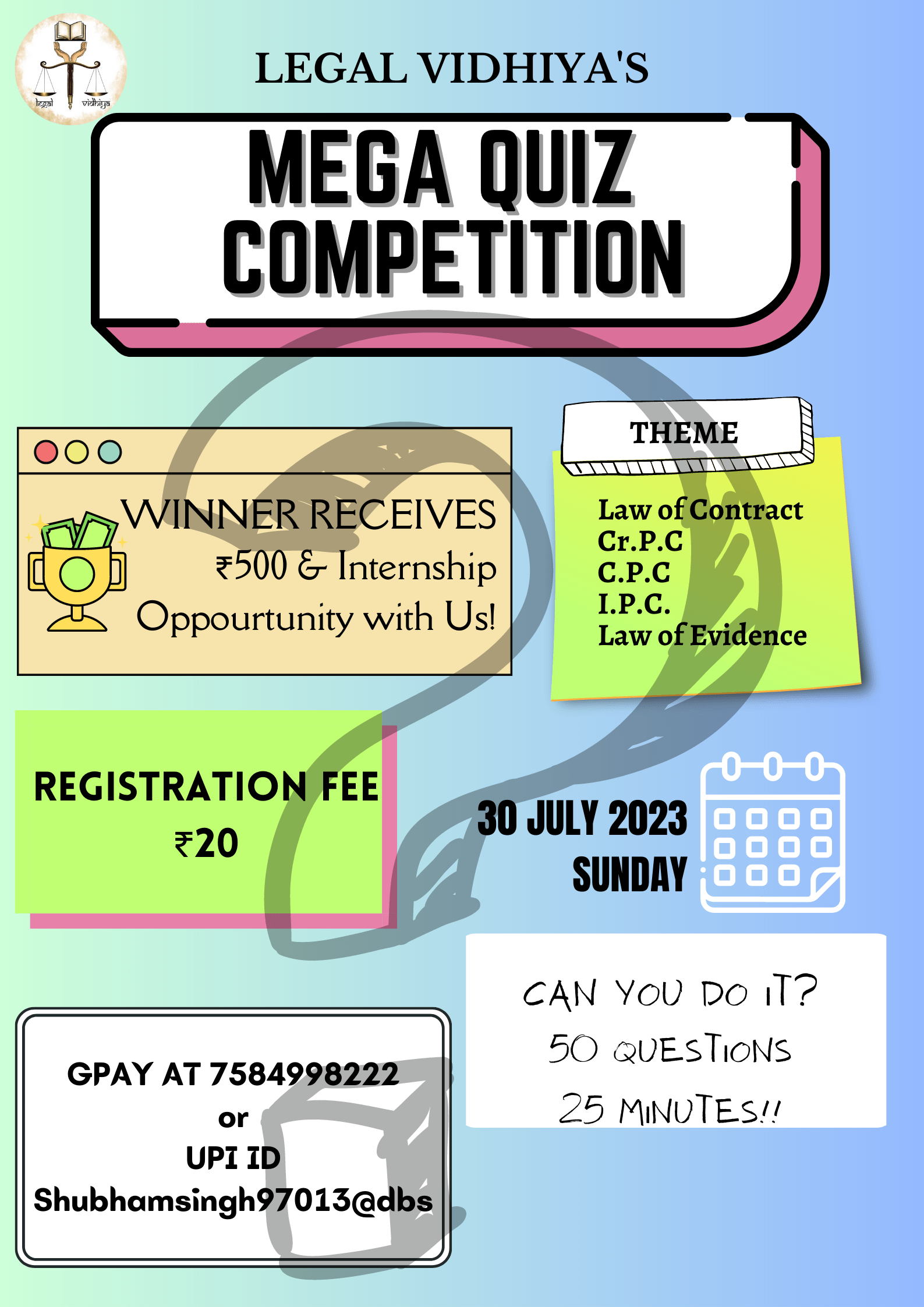 Legal Vidhiya’s Mega Quiz Competition, 30 July 2023 - Legal Vidhiya