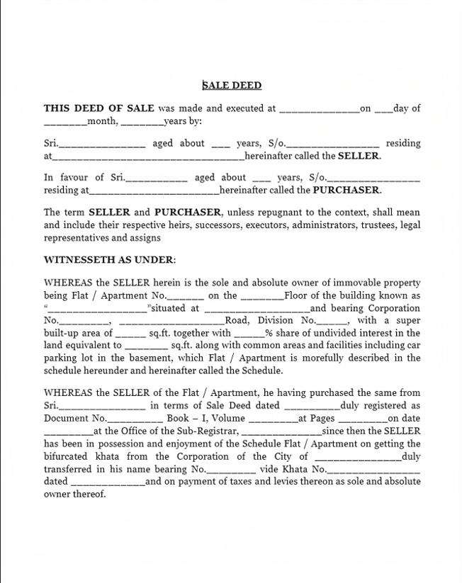 SALE DEED Legal Vidhiya SALE DEED Legal Vidhiya
