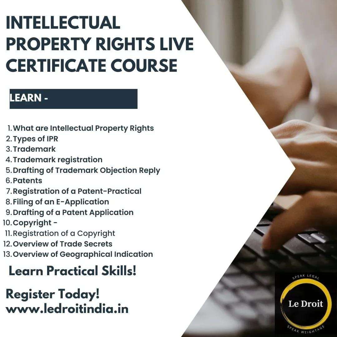 Live Certificate Course of Intellectual Property Rights by Le Droit ...