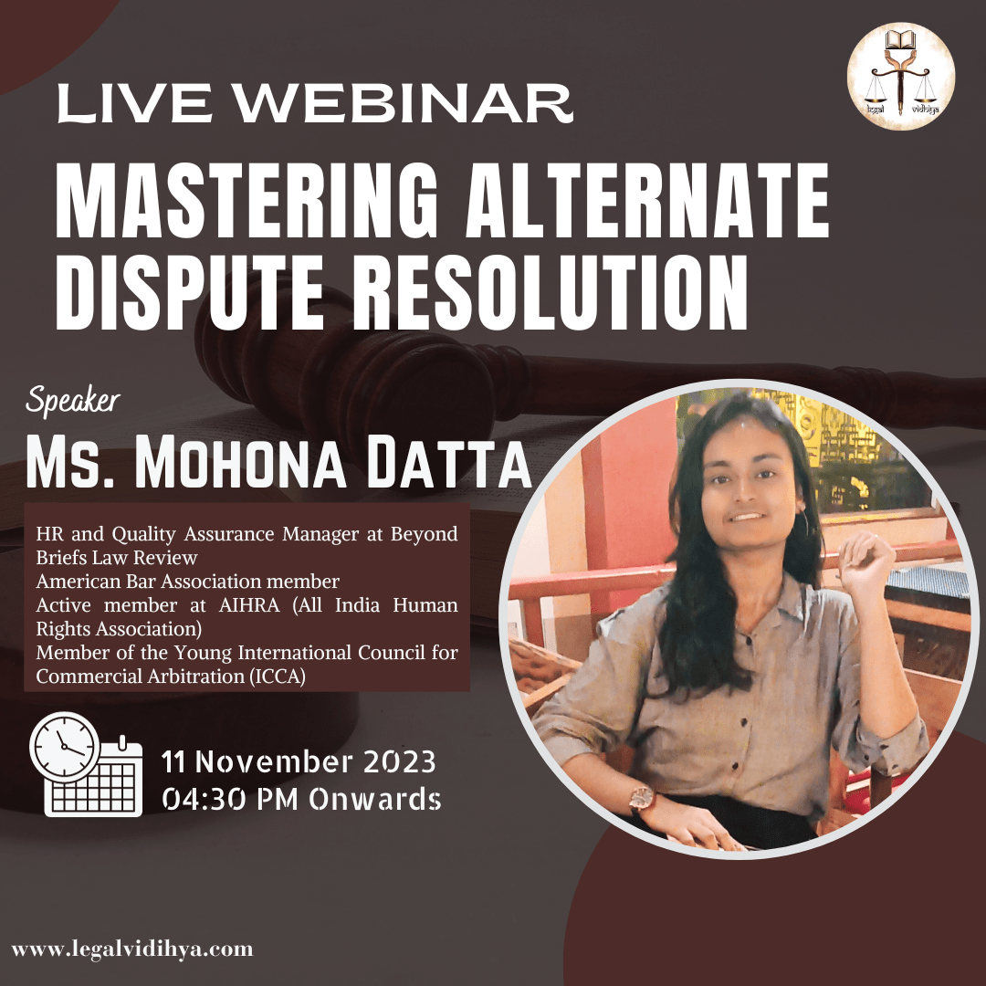 Live Webinar: Mastering Alternate Dispute Resolution [11 Nov. 2023 ...