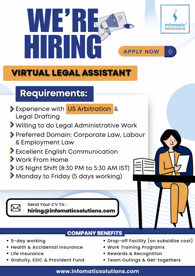 Job Opportunity: Virtual Legal Assistant at Infomatic Solutions (Work ...